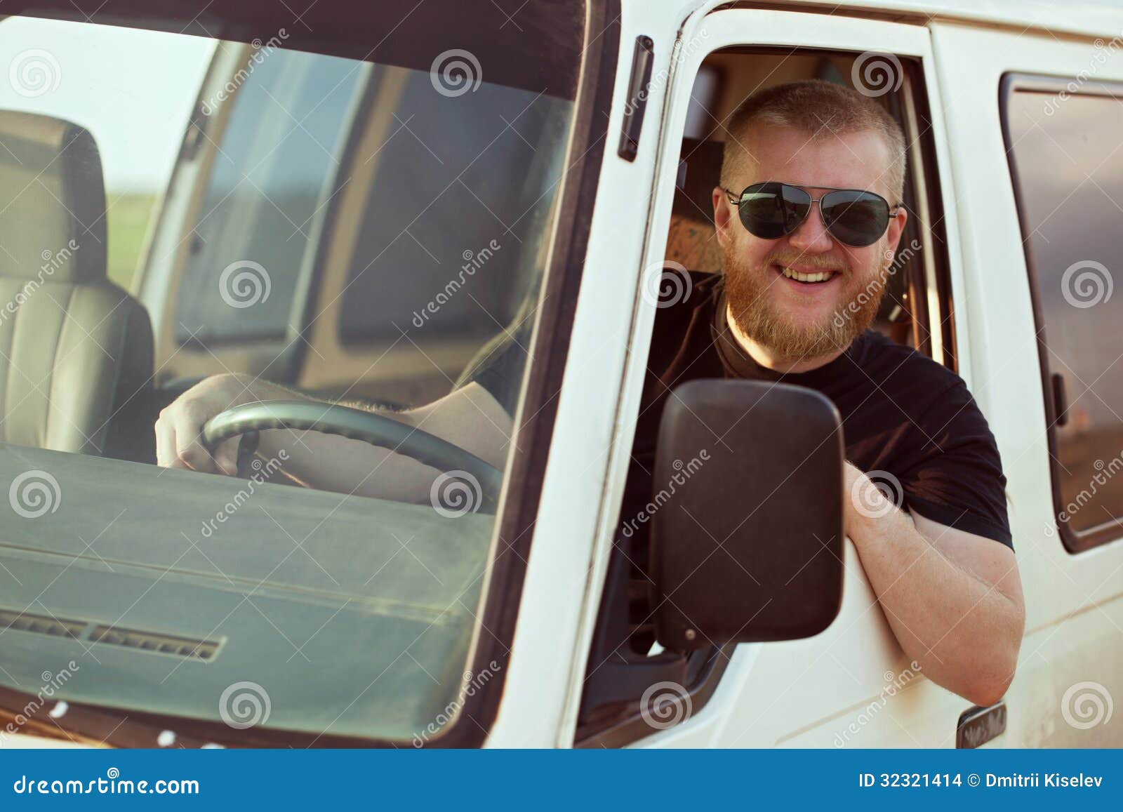 Smiling Driver Driving a Car Stock Photo - Image of joyful, carrier ...