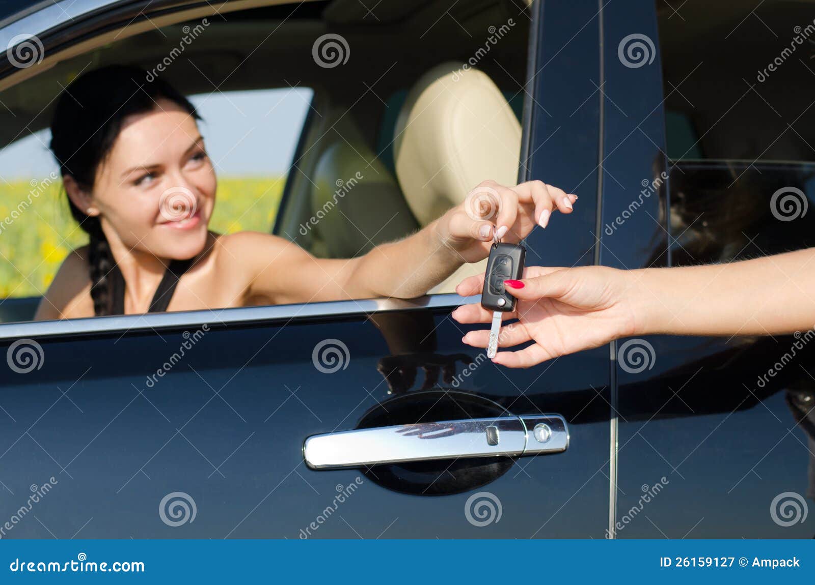 Smiling Driver Enjoy Ride And Fresh Taste Coffee Takeaway On Road To ...