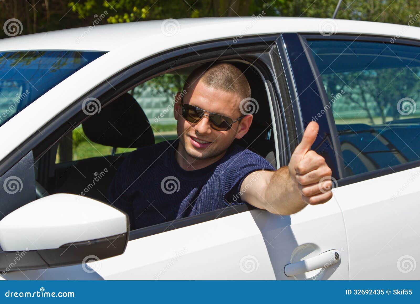 Smiling Driver Enjoy Ride And Fresh Taste Coffee Takeaway On Road To ...