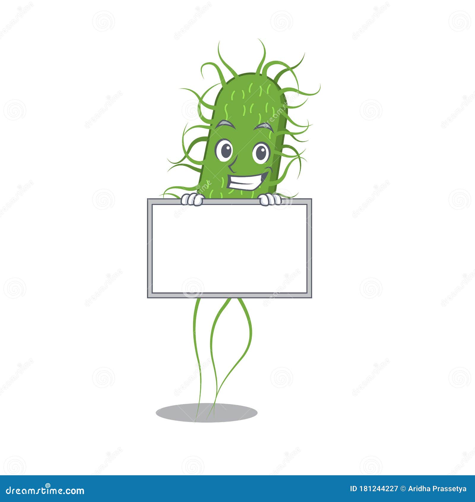 Smiling E.coli Bacteria Cartoon Design Style Has a Board Stock Vector ...