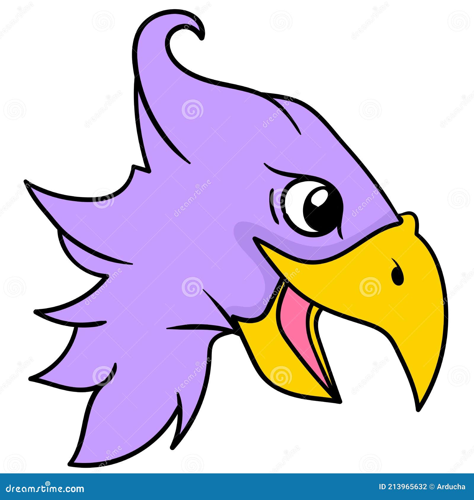 A Smiling Eagle Head with a Sharp Purple Beak. Doodle Icon Drawing ...