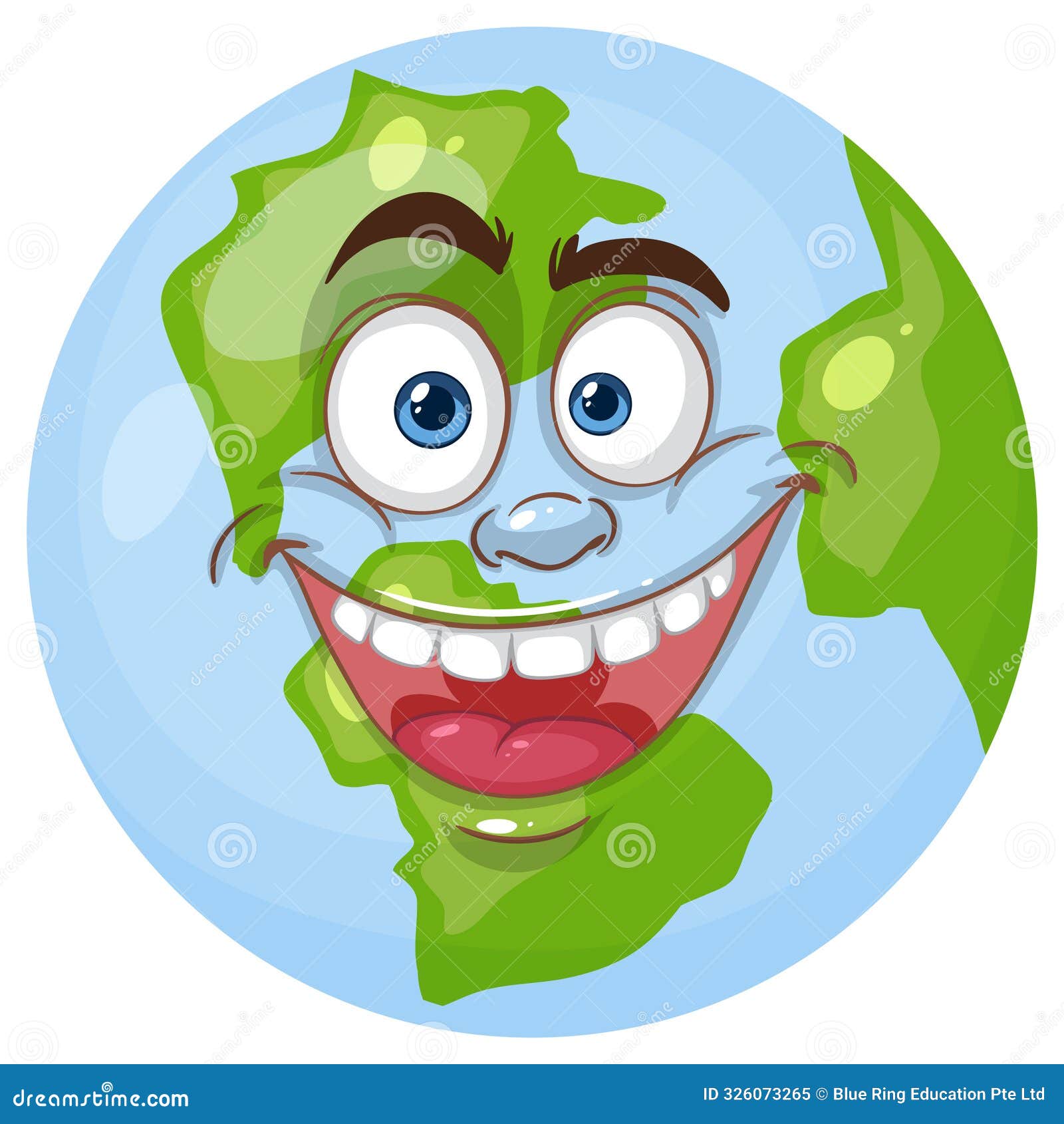 Smiling Earth with Expressive Facial Stock Illustration - Illustration ...