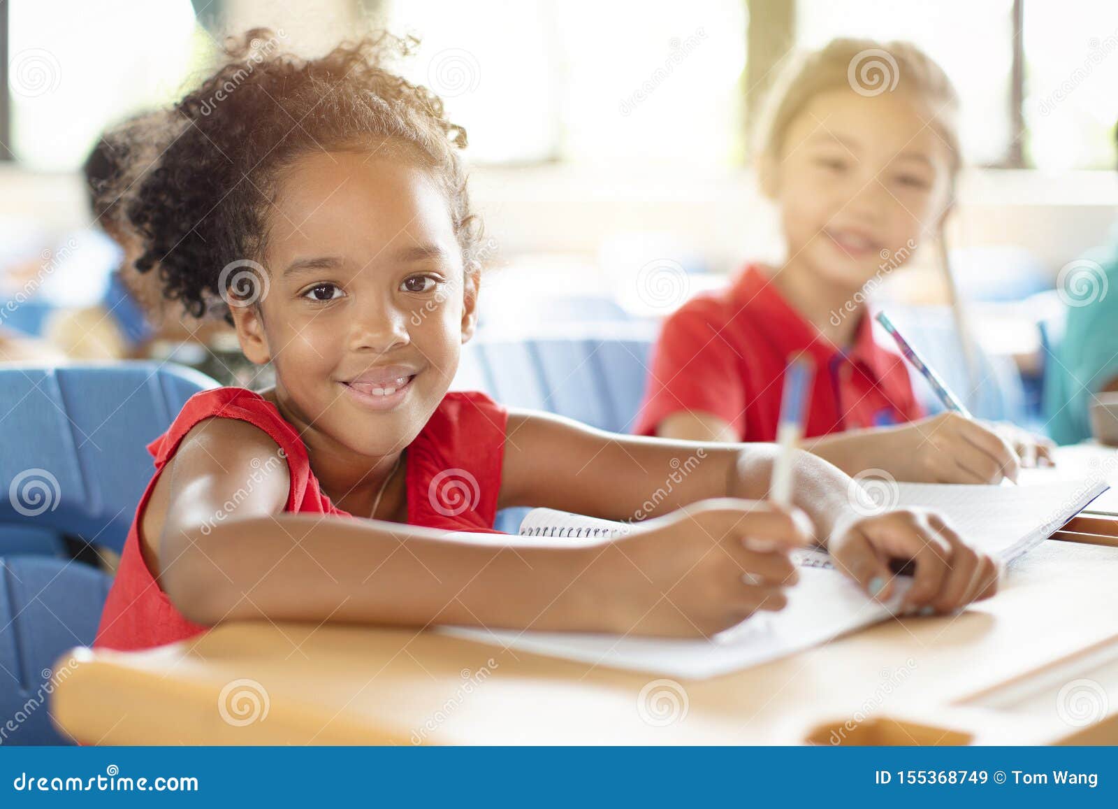 Elementary School Kids in Classroom Stock Image - Image of black, child ...