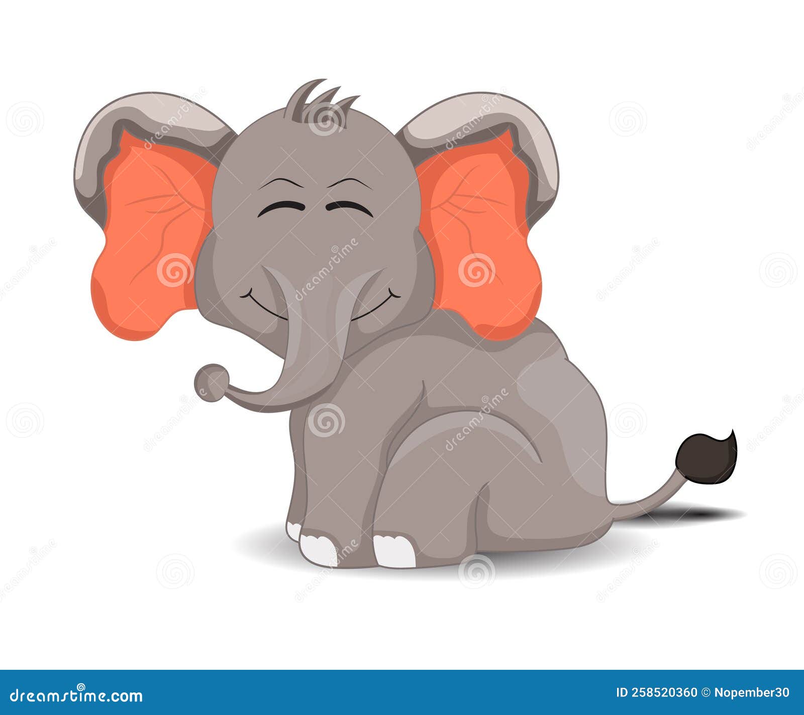 Smiling elephant stock vector. Illustration of happy - 258520360