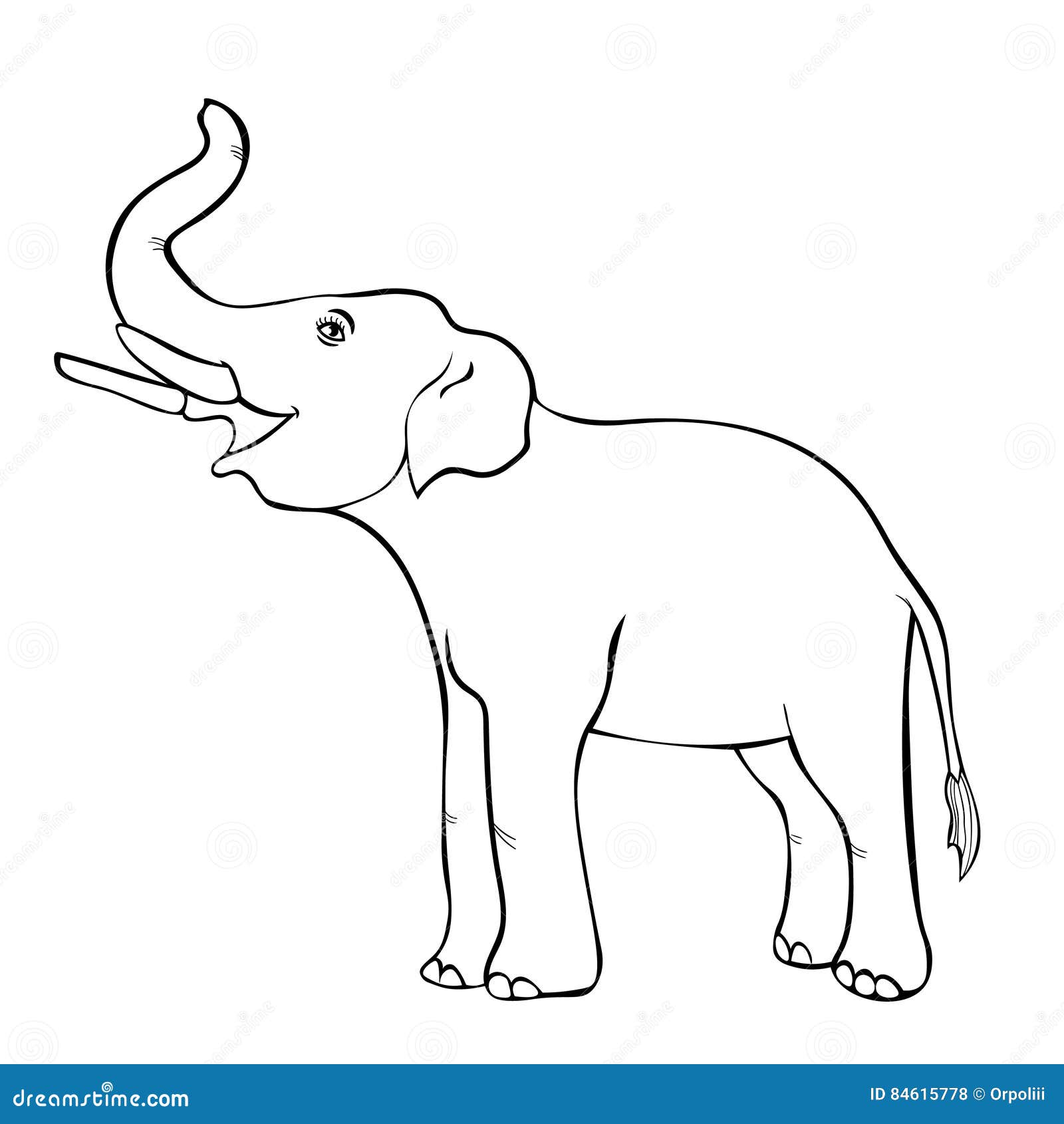 Smiling the Elephant Sideways Up the Trunk. Vector Illustration Stock ...