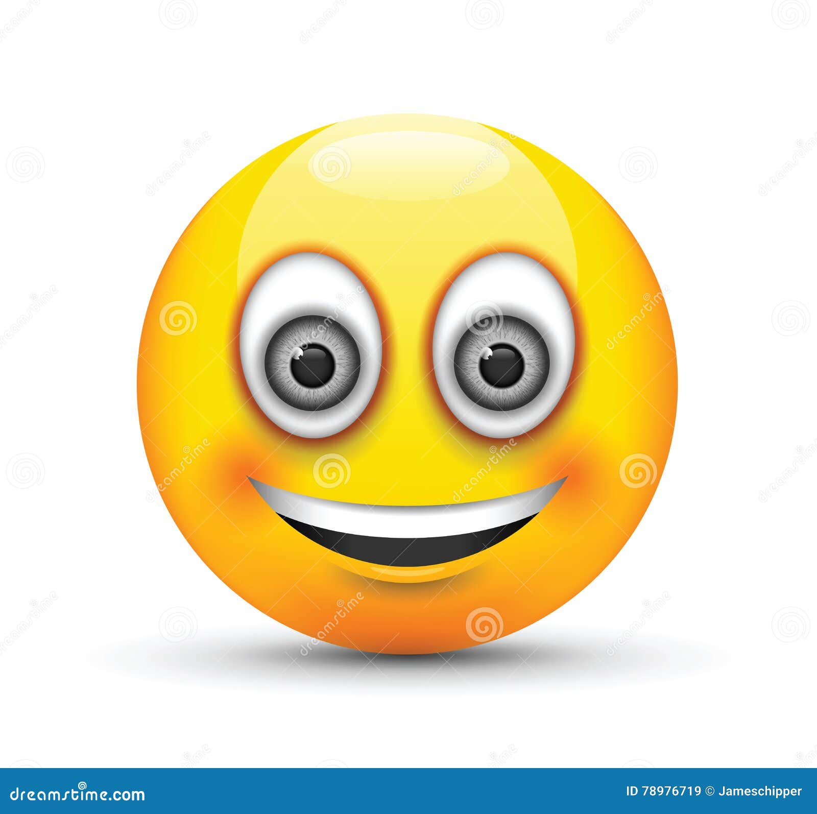 Smiling Emoji Big Grey Eyes Stock Vector - Illustration of happiness ...
