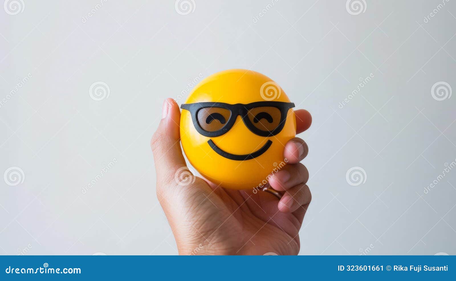 Smiling Emoji Held in Hand stock illustration. Illustration of minimal ...