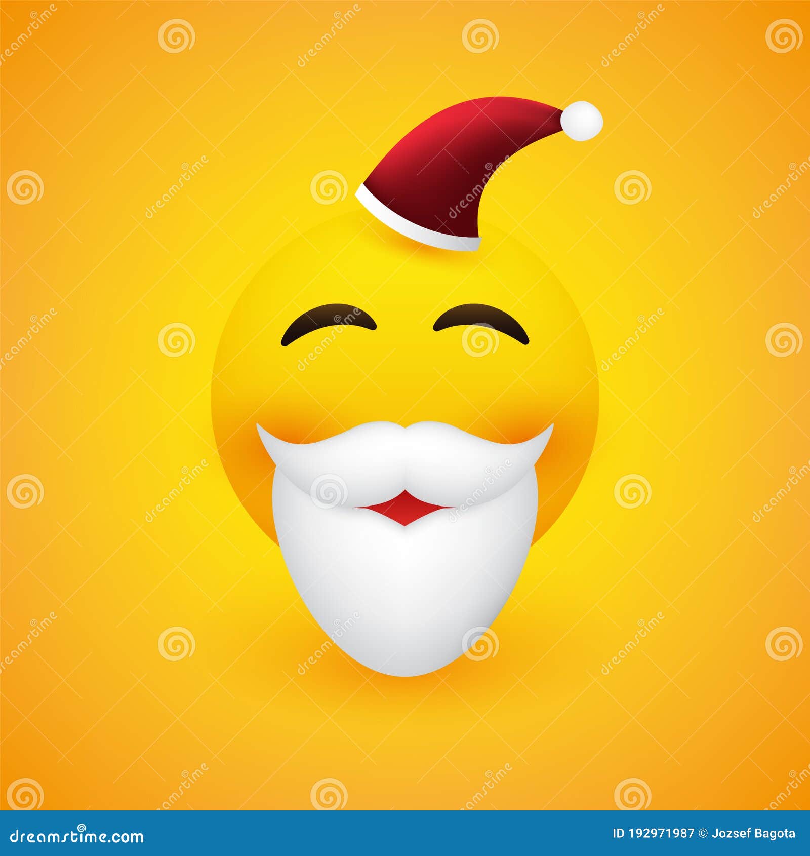 Smiling Emoji - Simple Emoticon with Beard and Hat on Yellow Background ...
