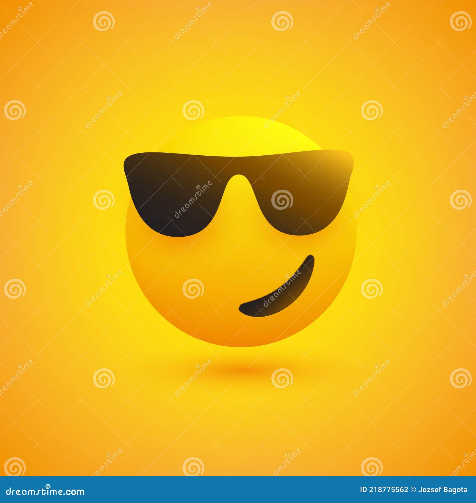Smiling Emoji With Sunglasses On Yellow Background Vector Design Stock Vector Illustration