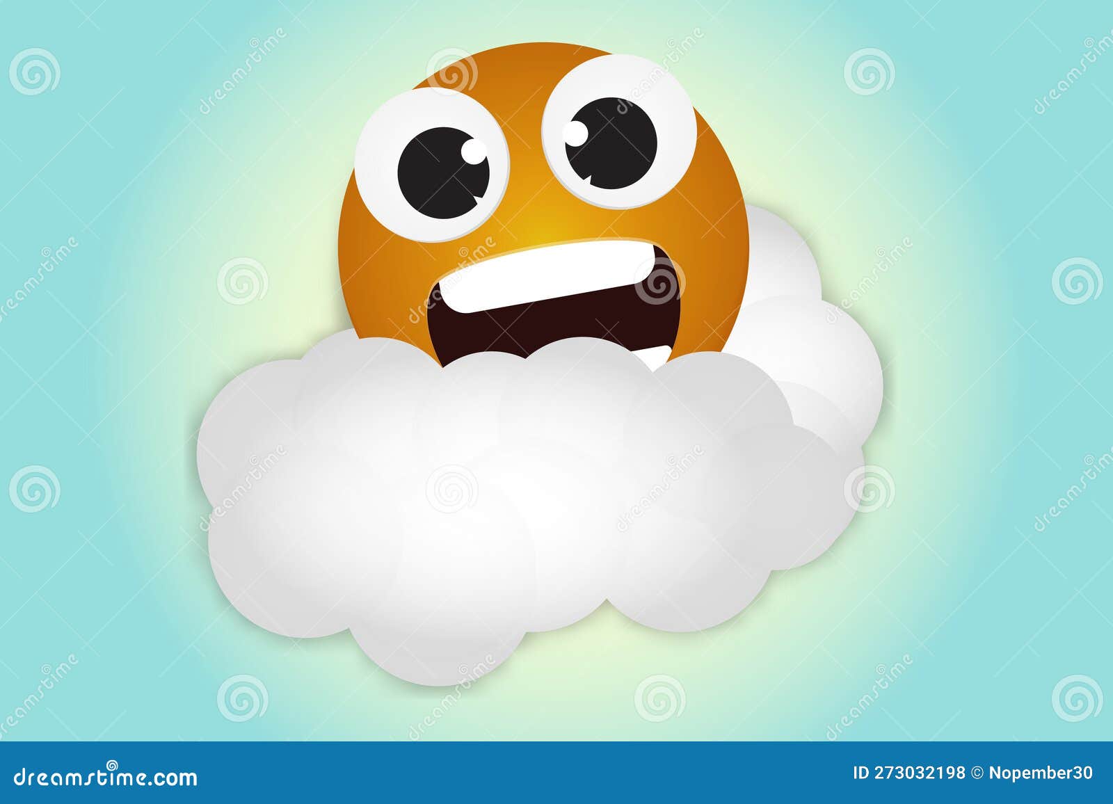 Smiling emoticon and cloud stock vector. Illustration of smiling ...