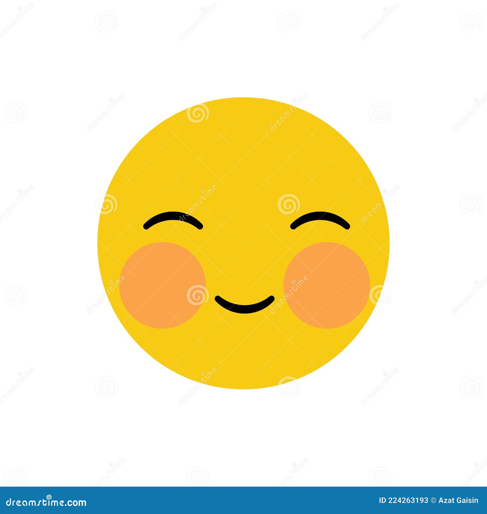 Smiling Emoticon with Happy Eyes and Rosy Cheeks Stock Vector ...