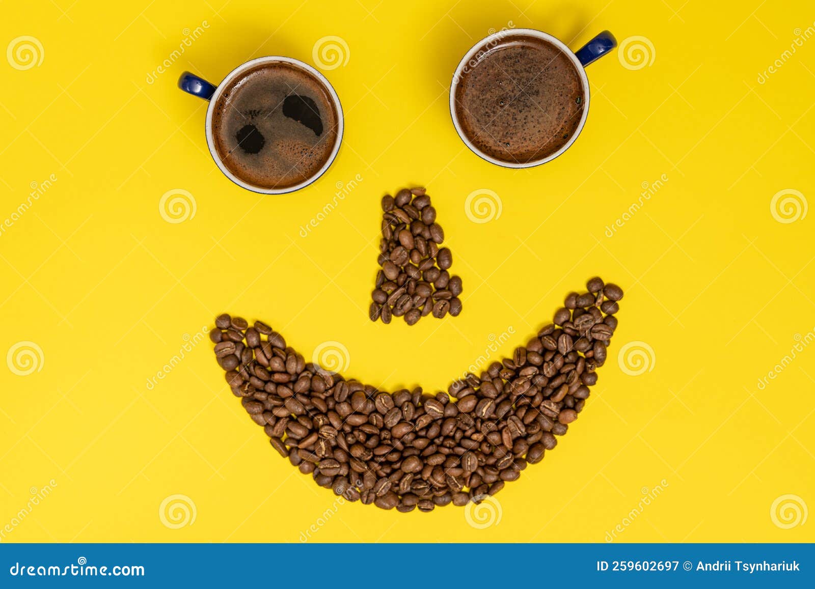 A Smiling Emoticon, Lips Made of Coffee Beans, and Eyes Made of Coffee ...