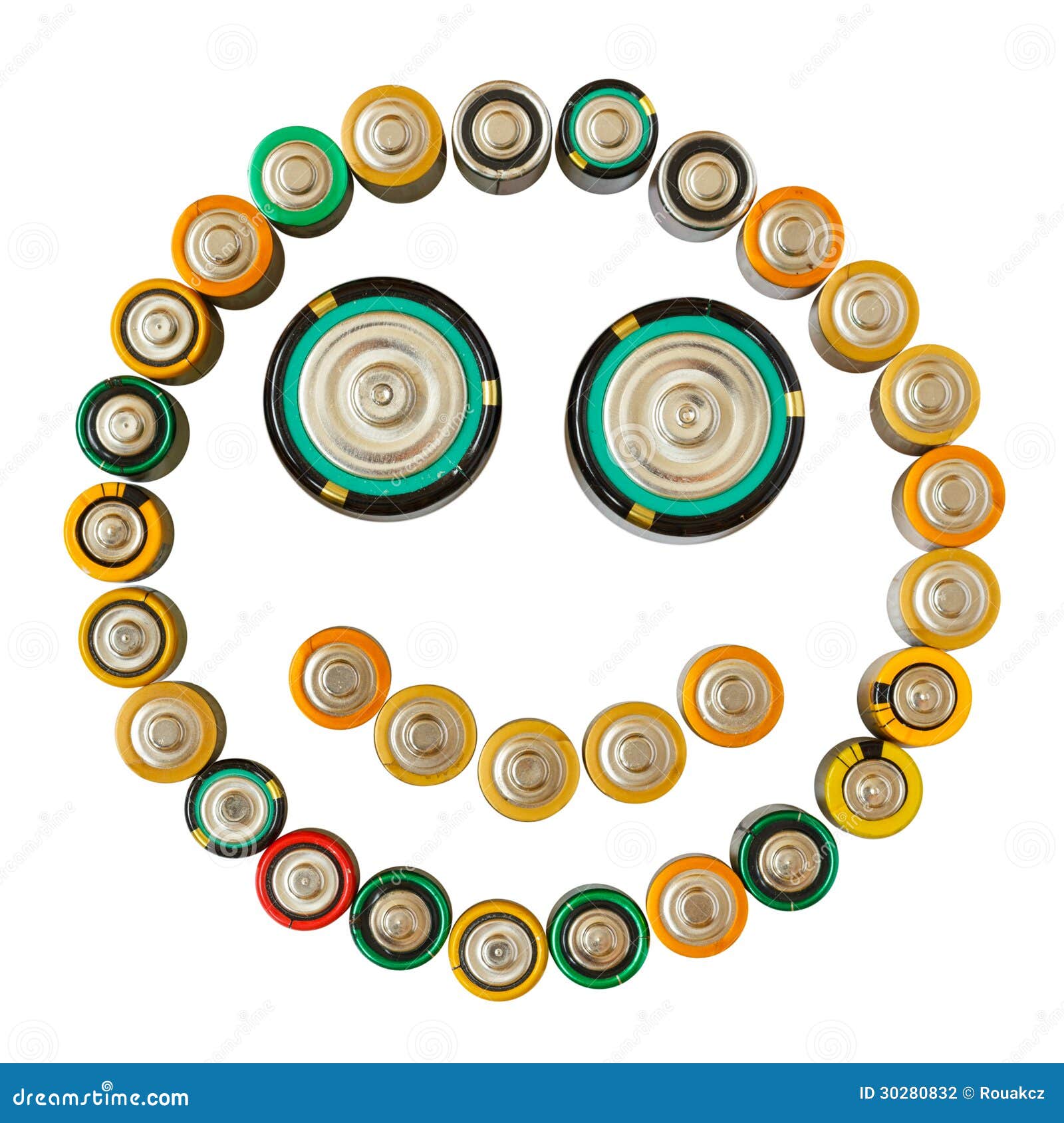 Smiling Emoticon Made from Batteries Isolated Stock Photo - Image of ...