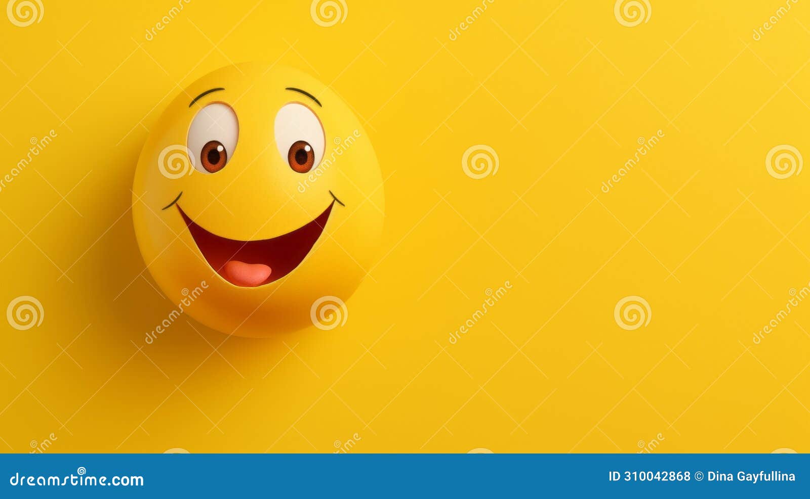 Smiling Emoticon on Yellow Background with Copy Space. 3d Illustration ...