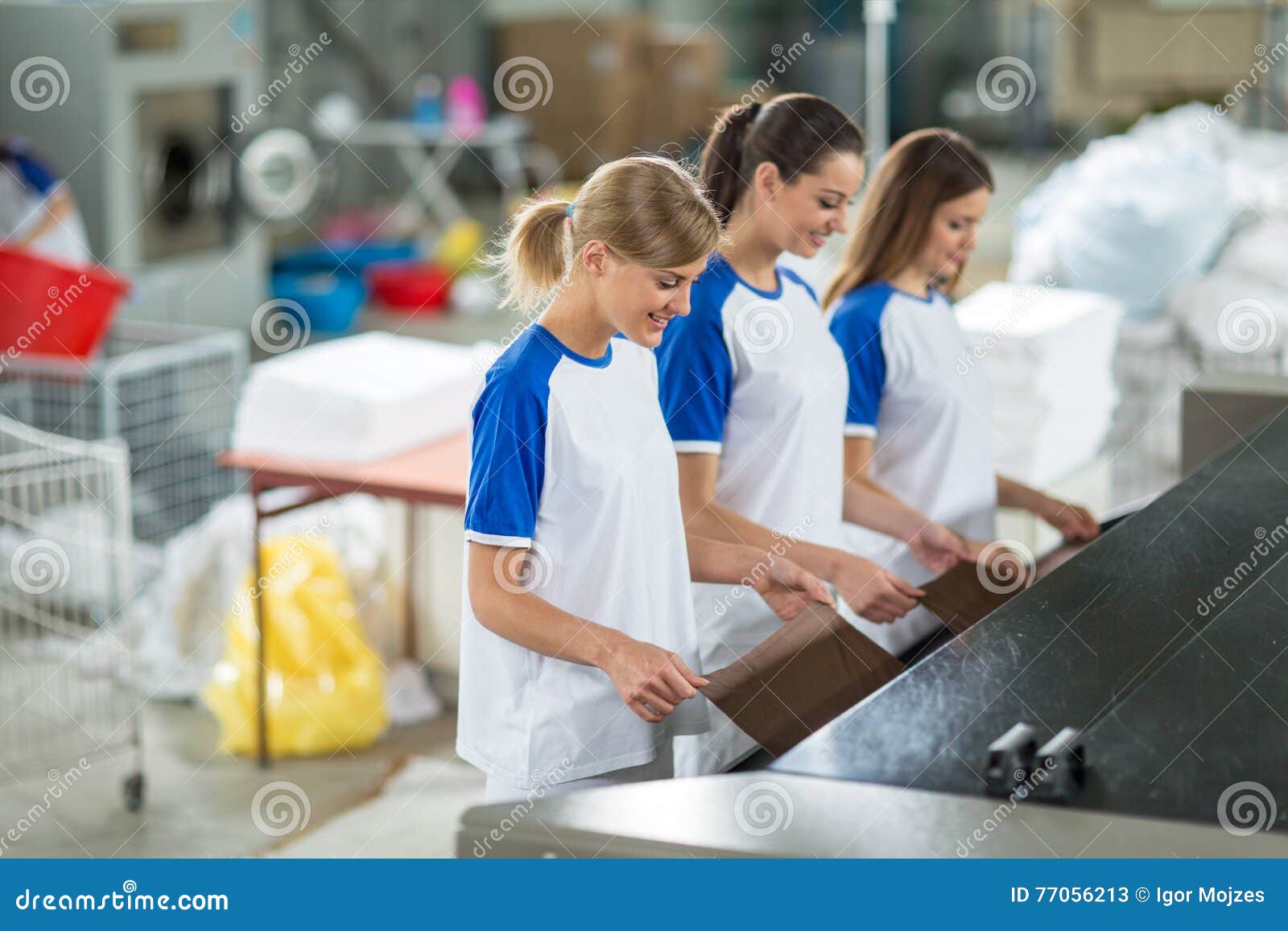 Smiling Employee the Ironing Stock Image - Image of clean, business ...