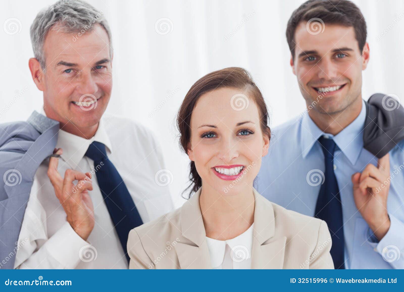 Smiling Employee Posing with Her Work Team Stock Photo - Image of ...