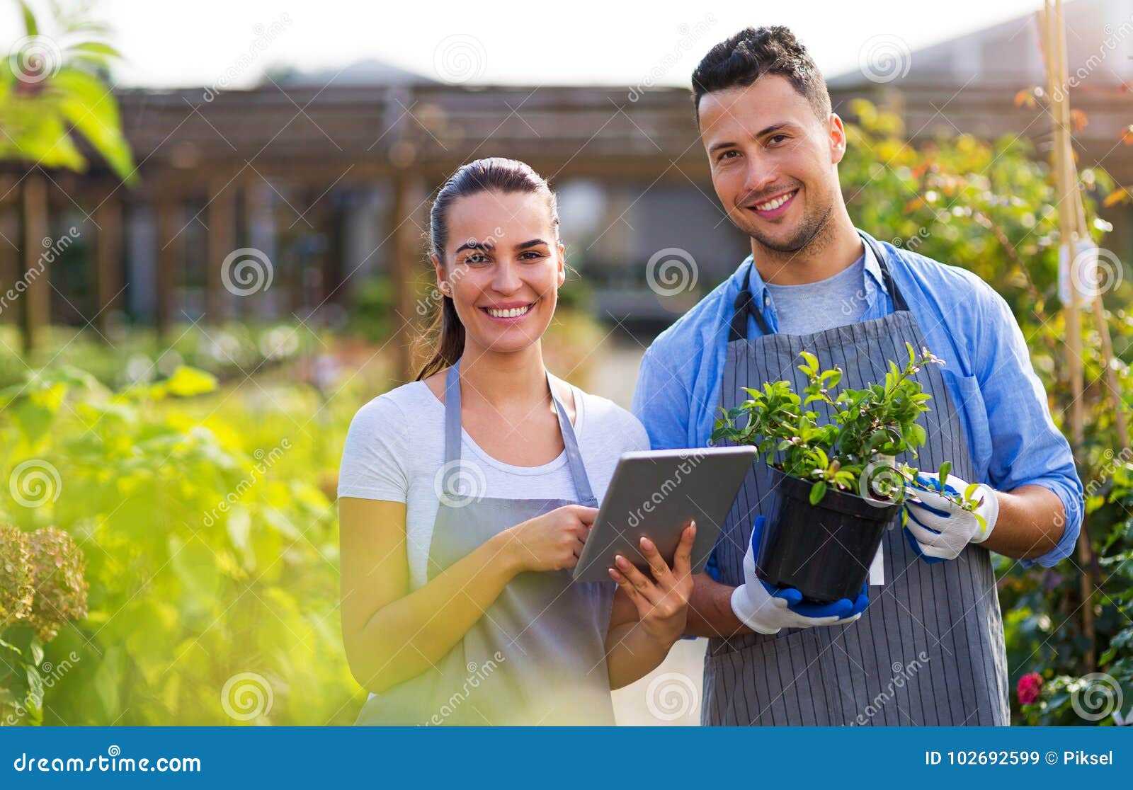 Garden Center Employees stock image. Image of landscaping - 102692599