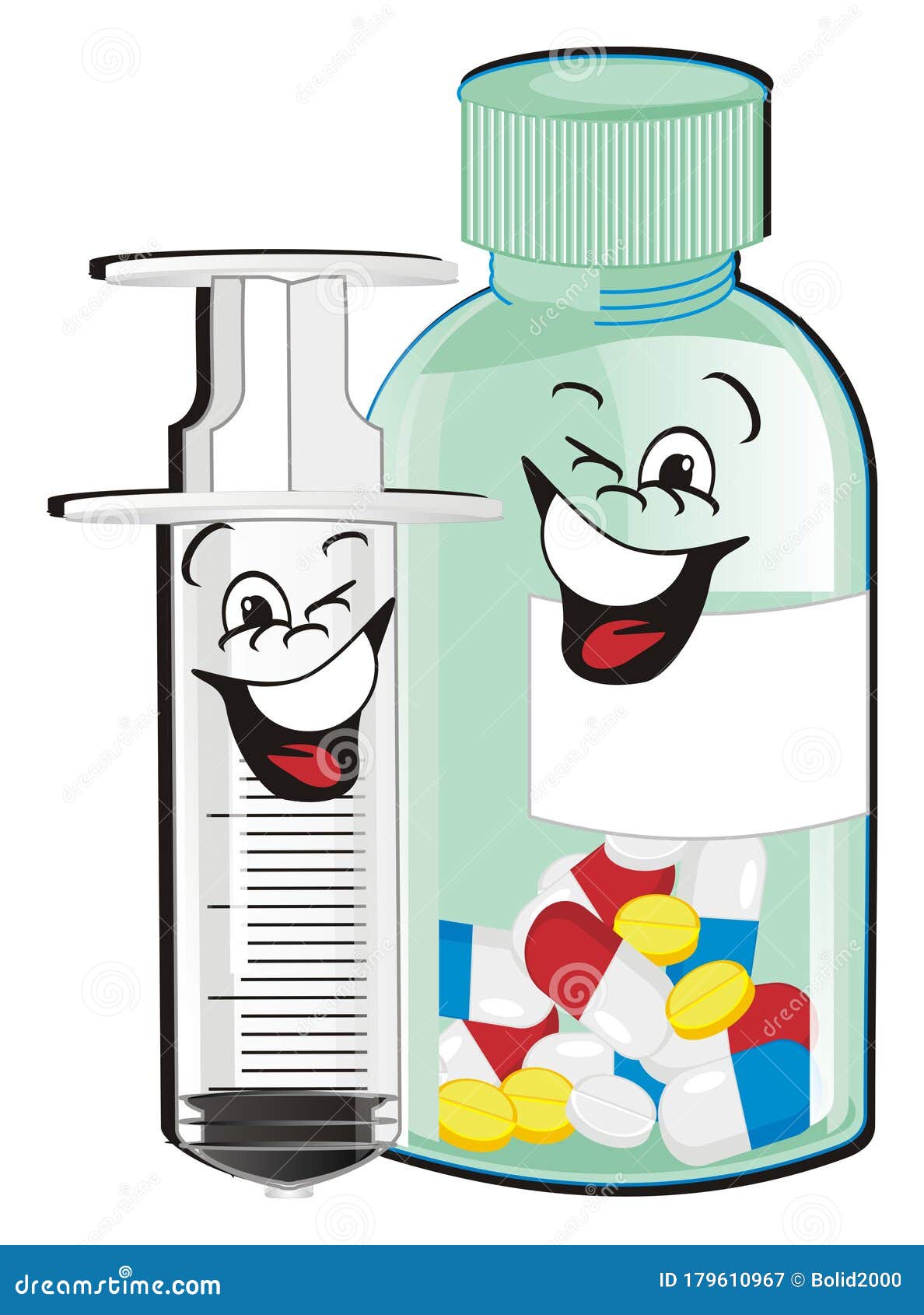 Happy jar and syringe stock illustration. Illustration of bottle ...