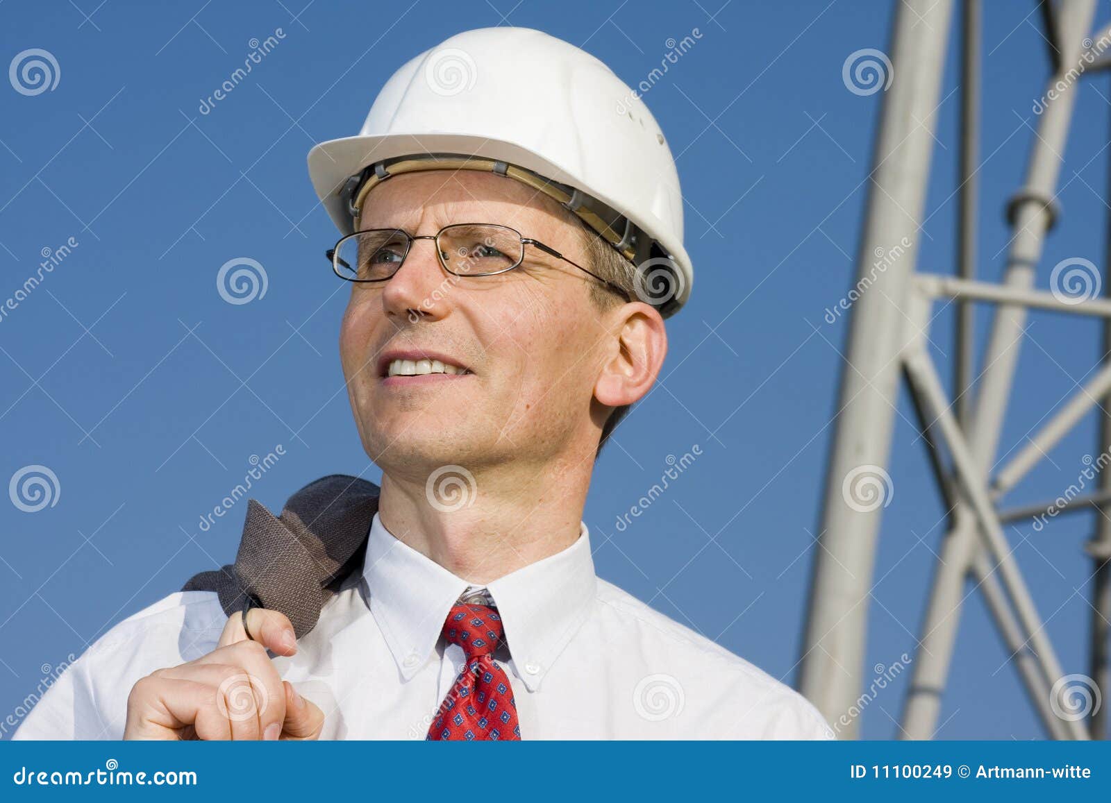 Smiling Engineer on Construction Site Stock Image - Image of pole, mast ...
