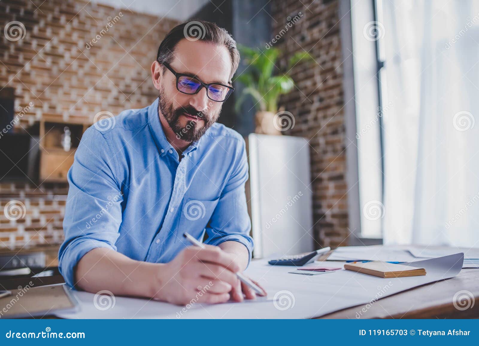 Engineer Drawing Building Plans Stock Image - Image of formal, people ...