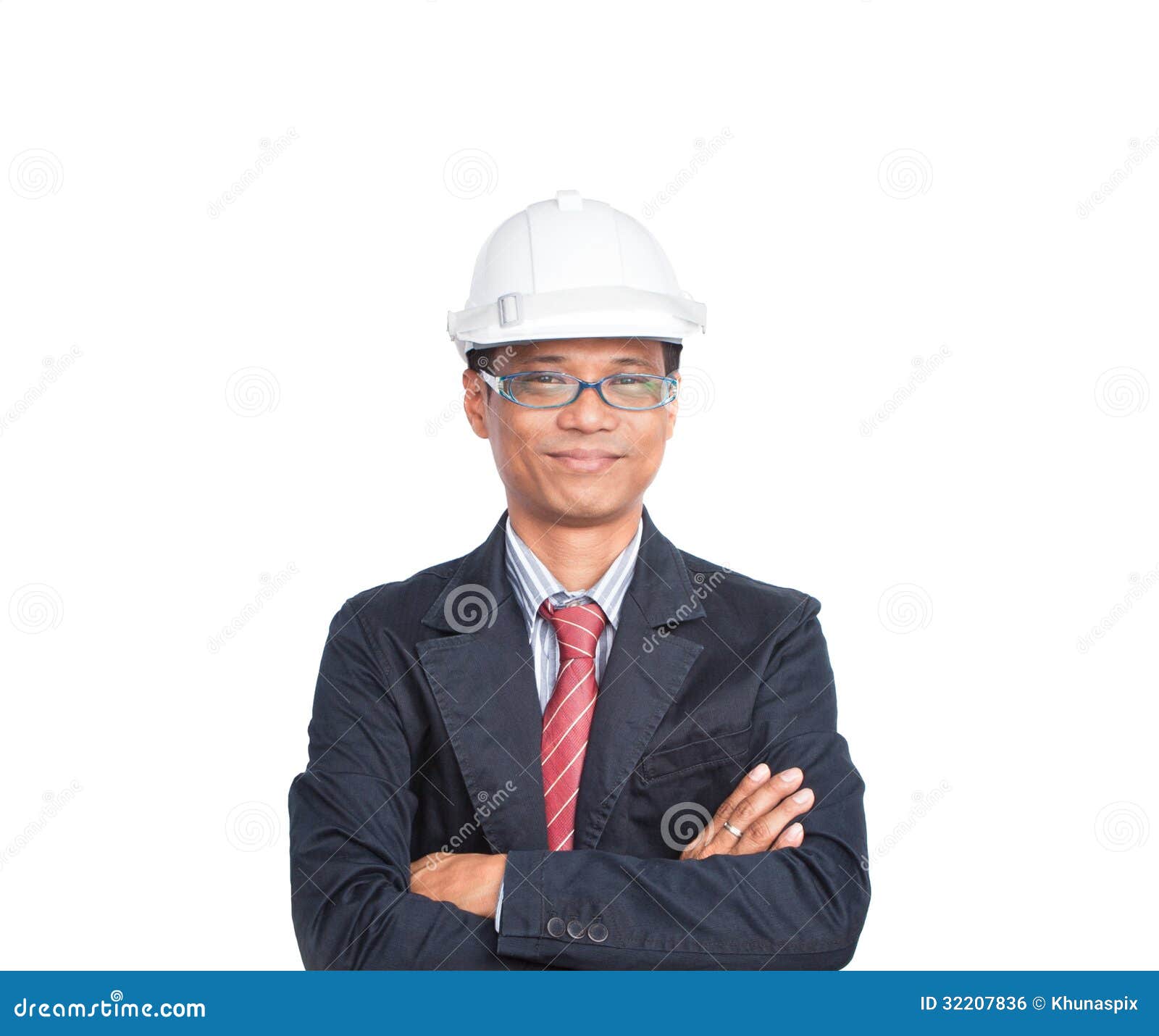 Smiling engineer on white stock photo. Image of helmet - 32207836