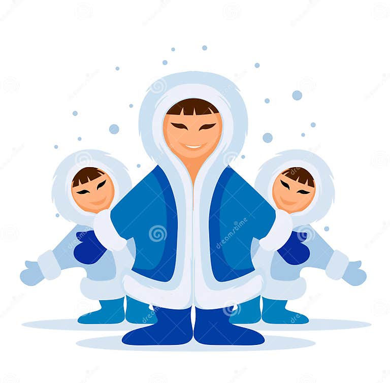 Smiling Eskimo People Group Stock Illustration - Illustration of eskimo ...