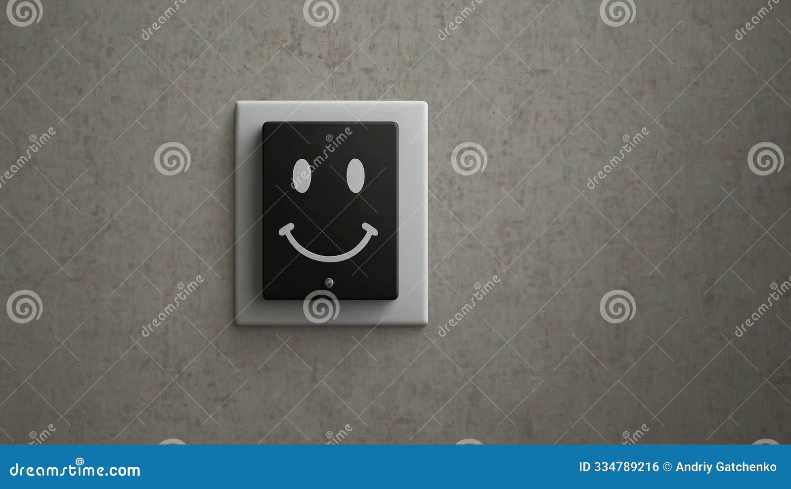 Smiling Face on Black and White Light Switch Cover Mounted on Textured ...