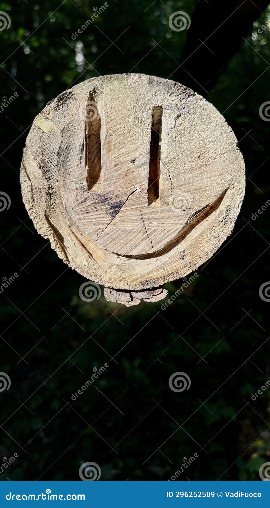 Smiling Face. Cutting a Tree with an Art Image of a Smiley Face with ...