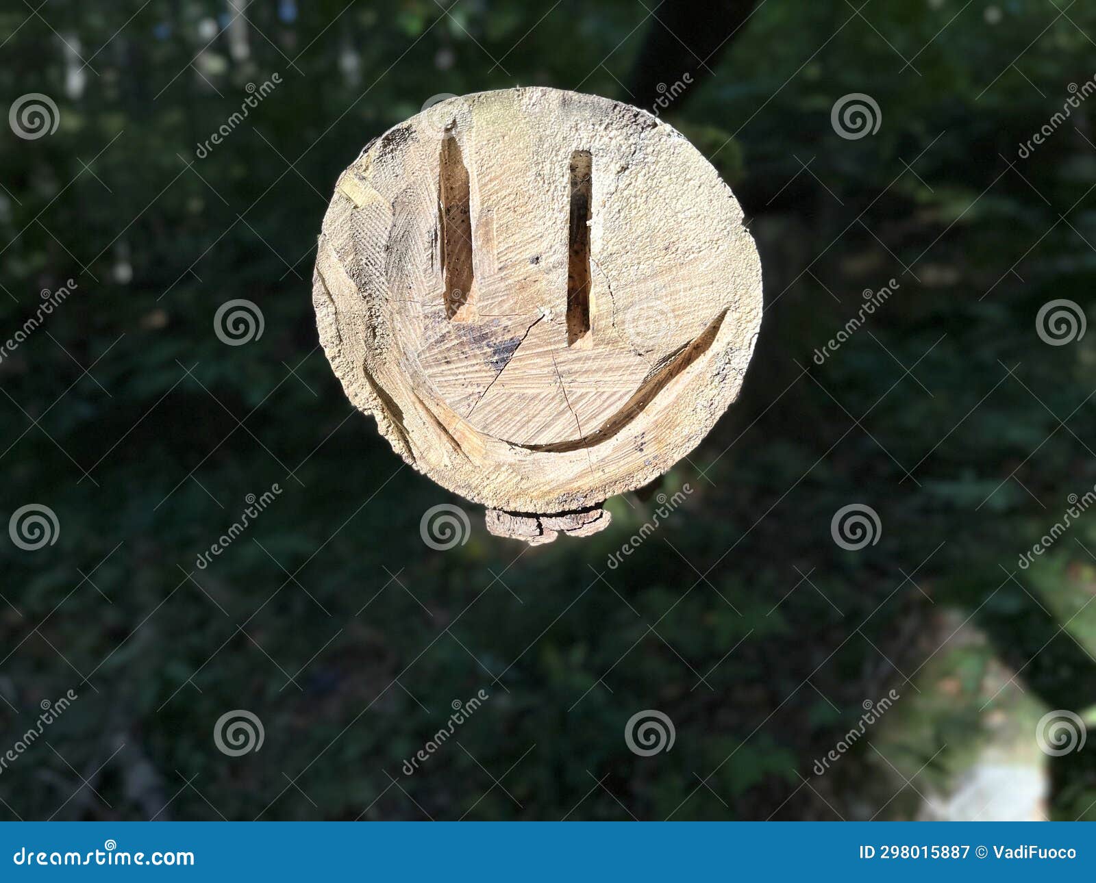 Smiling Face. Cutting a Tree with an Art Image of a Smiley Face with ...