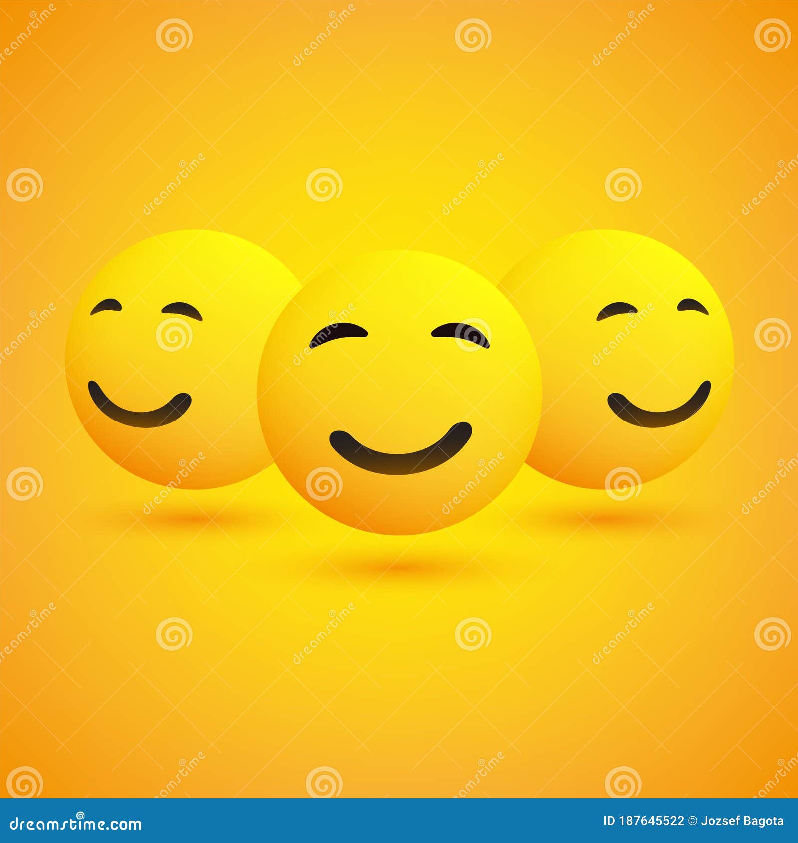 Smiling Face from Different Angles - Emoticons in Front of a Yellow ...