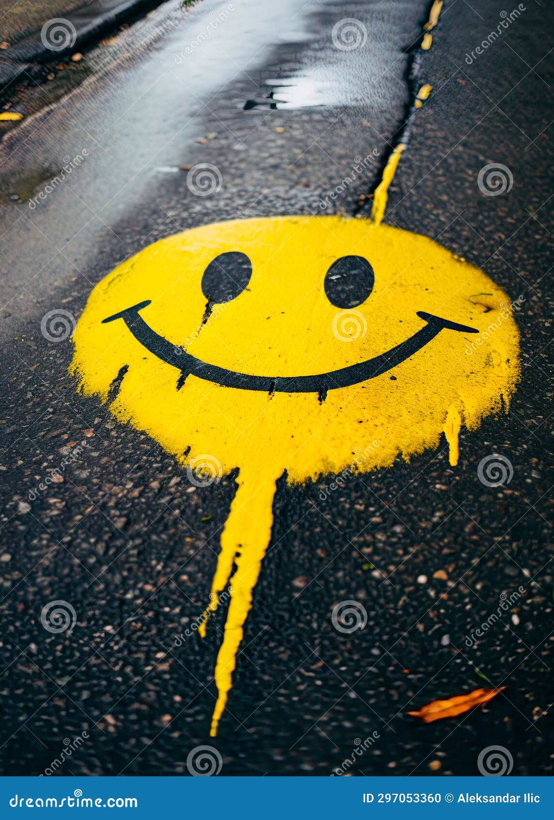 Smiling Face Emoji Drawn on the Road. Ai Generative Stock Photo - Image ...