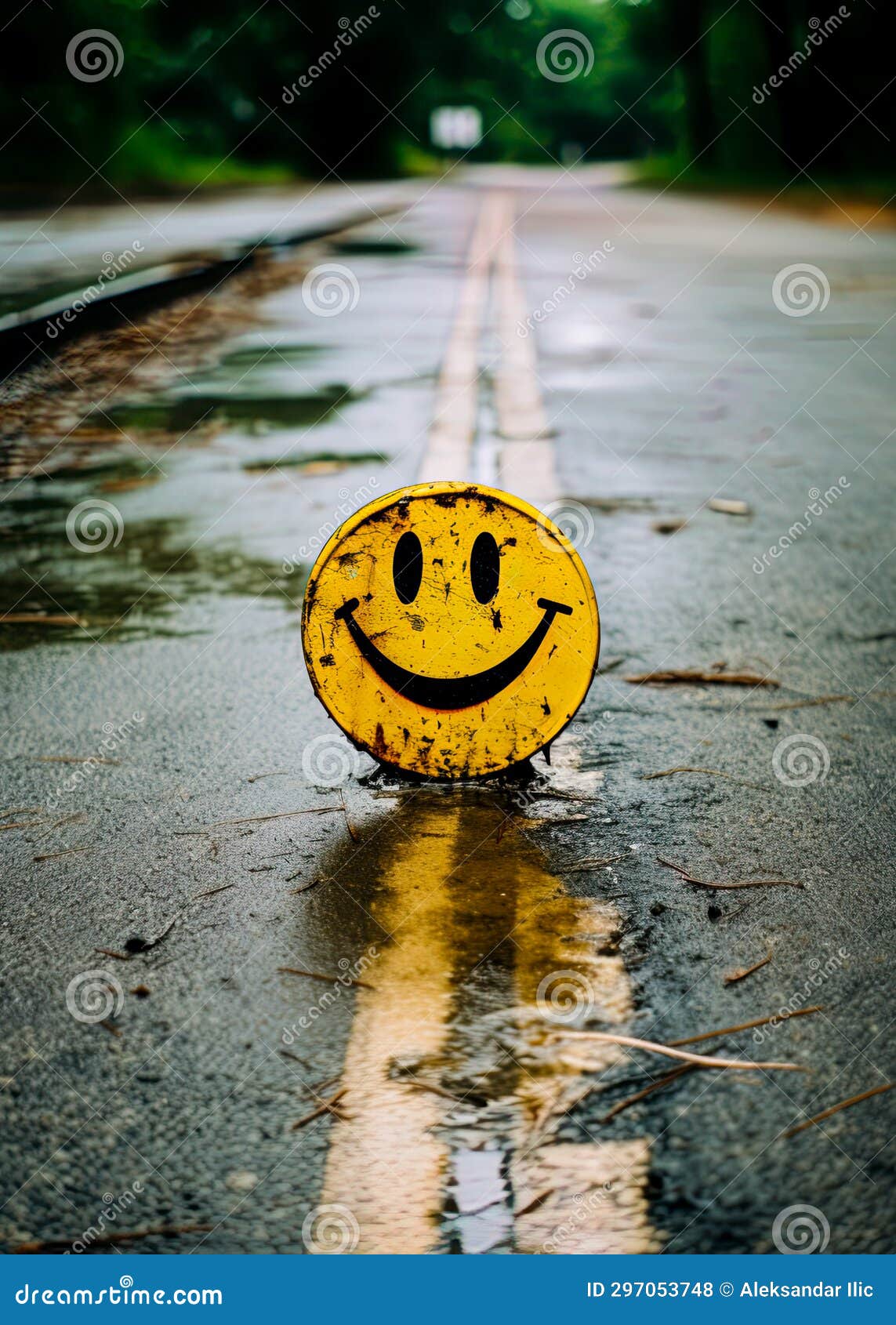 Smiling Face Emoji on the Road. Ai Generative Stock Photo - Image of ...