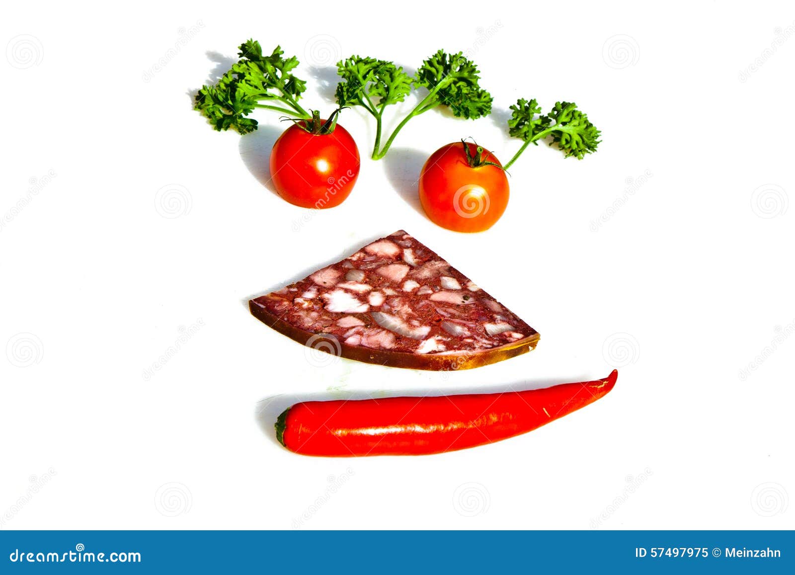 Smiling Face Formed by Meat and Vegetables Stock Image - Image of ...