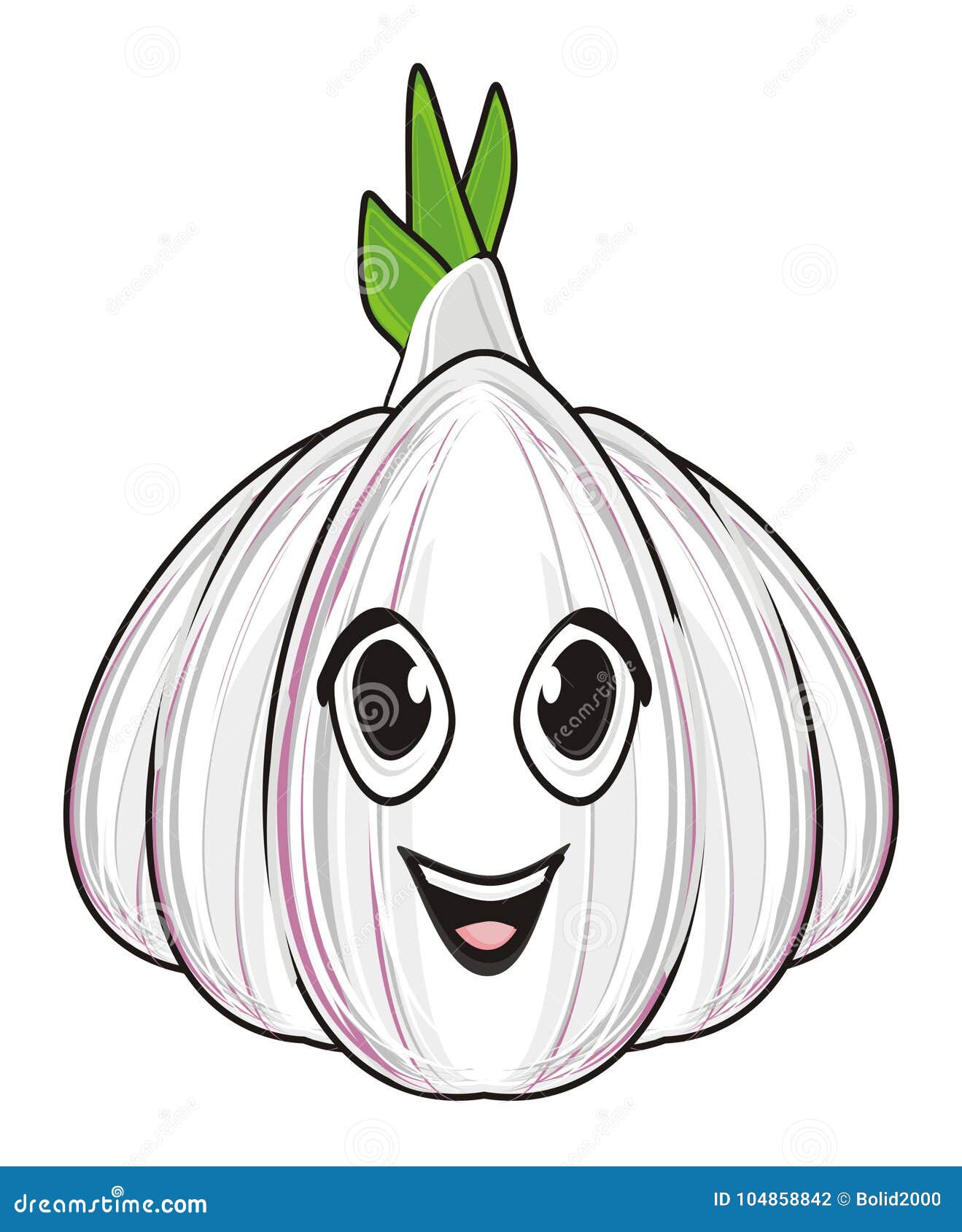 Smiling face of garlic stock illustration. Illustration of health ...