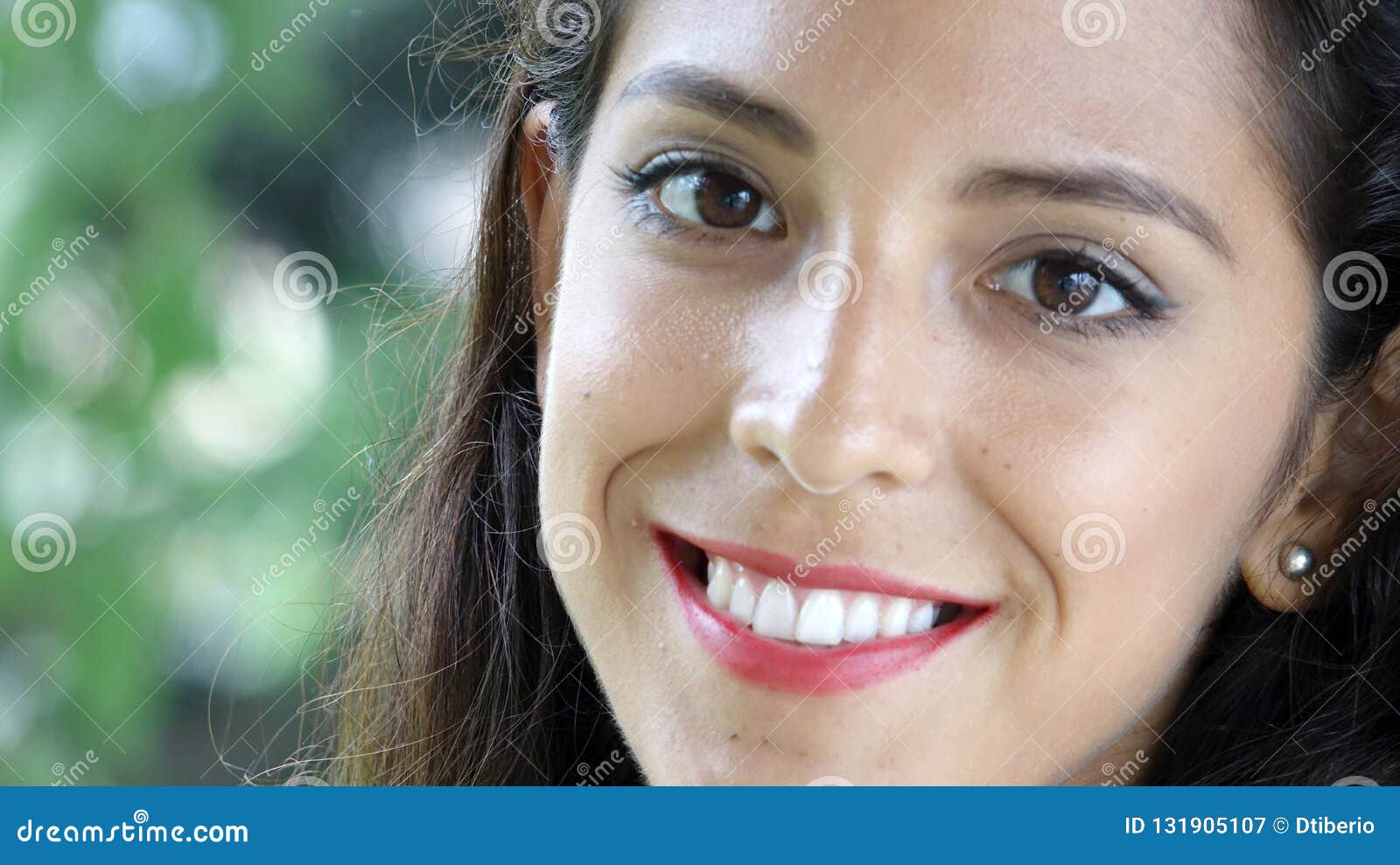 Smiling Face of Hispanic Female Stock Image - Image of happiness, emote ...