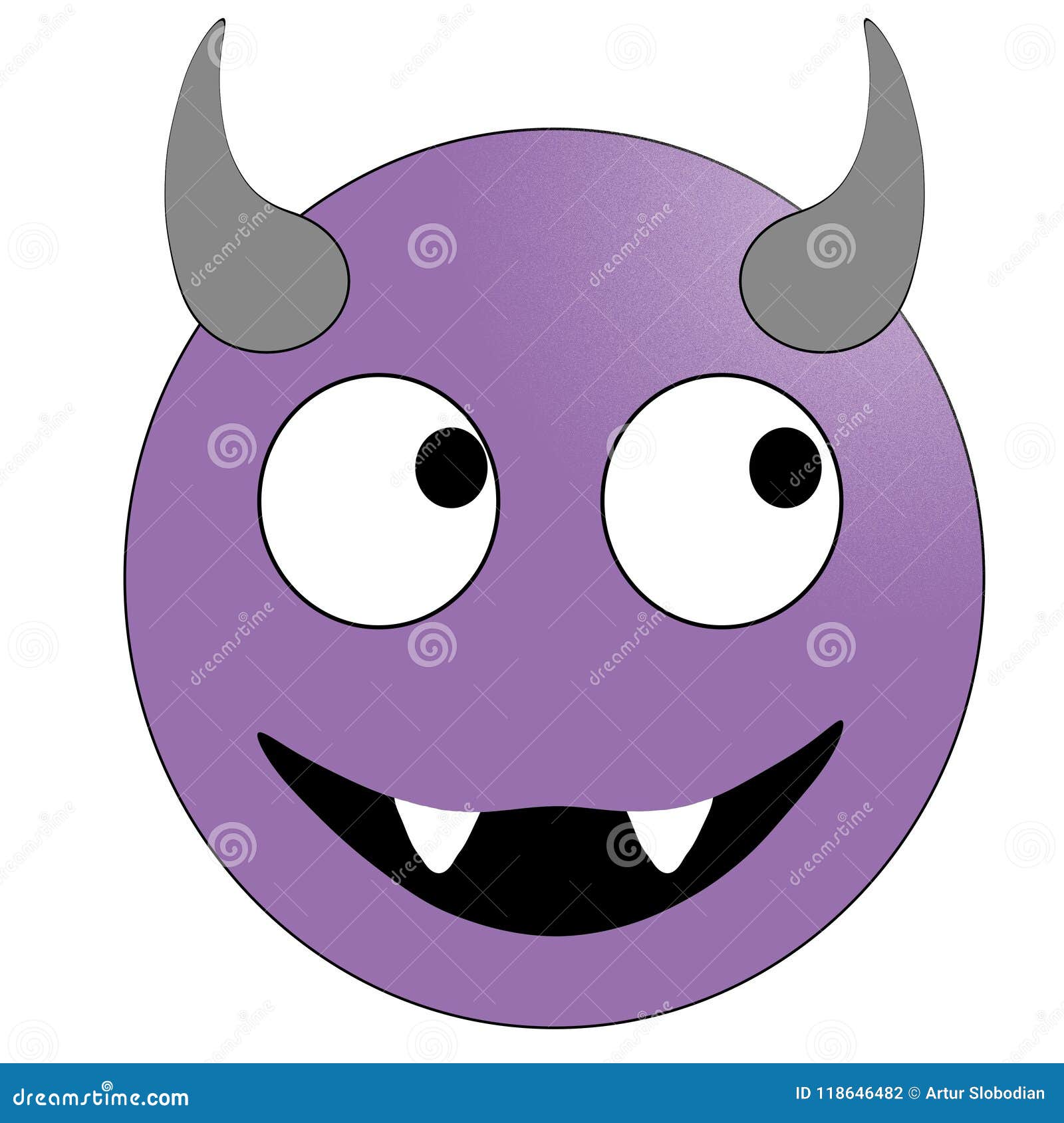 Smiling Face With Horns. Purple Devil Emoticon. Royalty-Free Stock ...