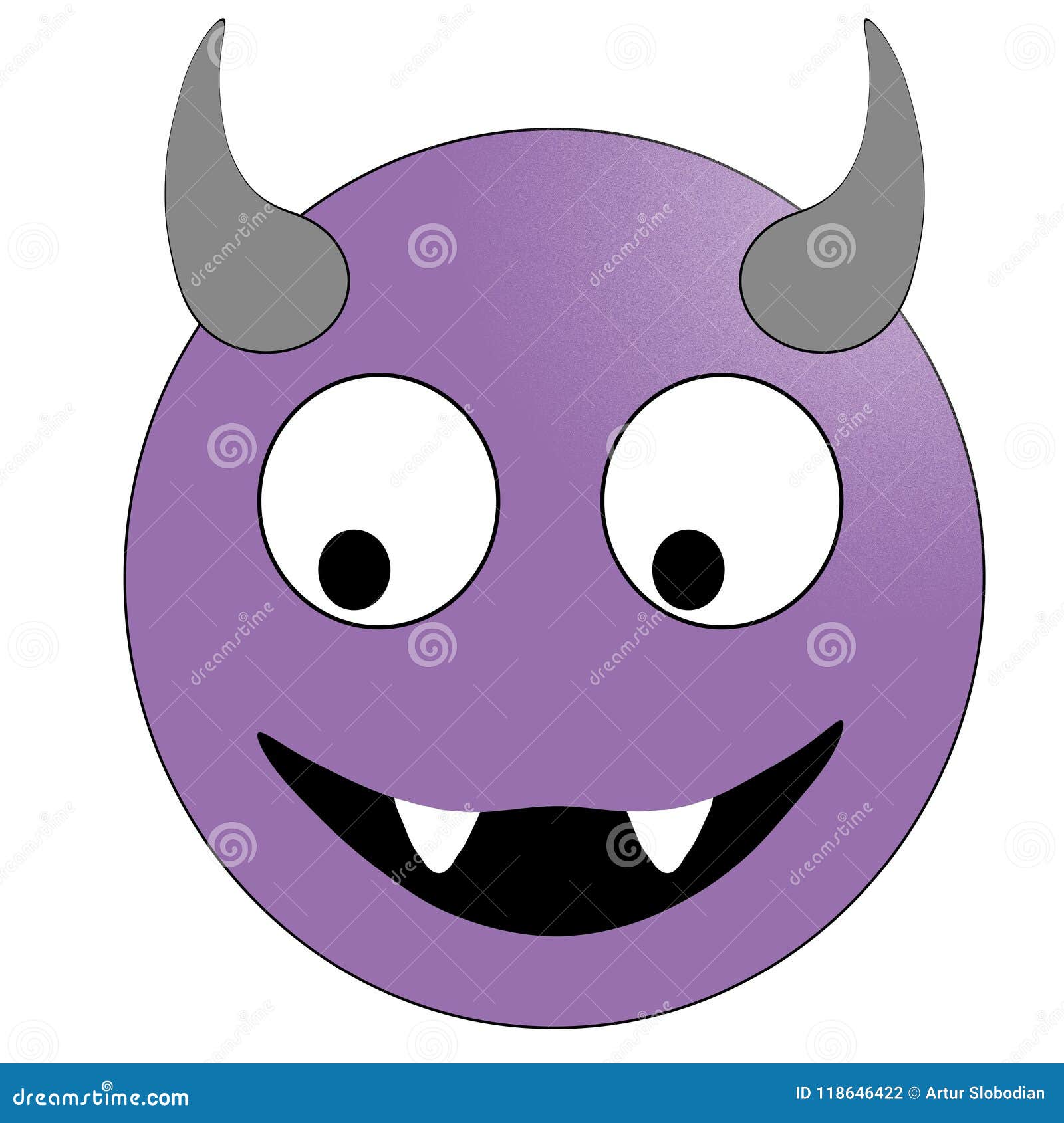Smiling Face With Horns. Purple Devil Emoticon. Royalty-Free Stock ...