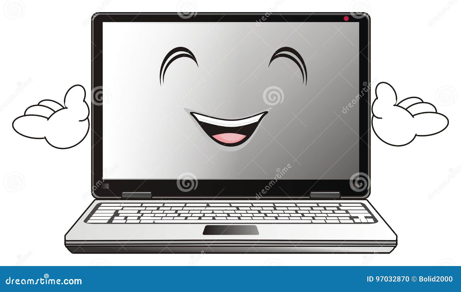 Smiling face of laptop stock illustration. Illustration of emotion ...