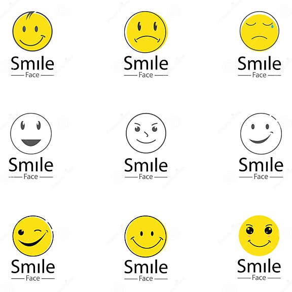 Smiling Face Logo Line Vector Icon Stock Vector - Illustration of ...