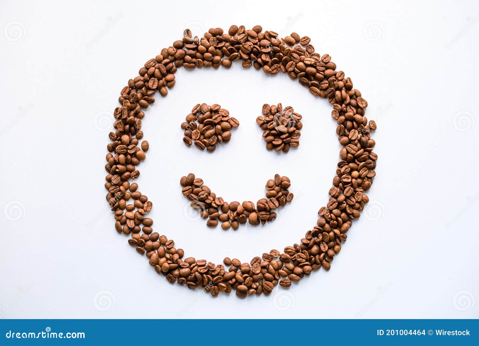 Smiling Face Made of Coffee Beans Isolated on a White Background Stock ...