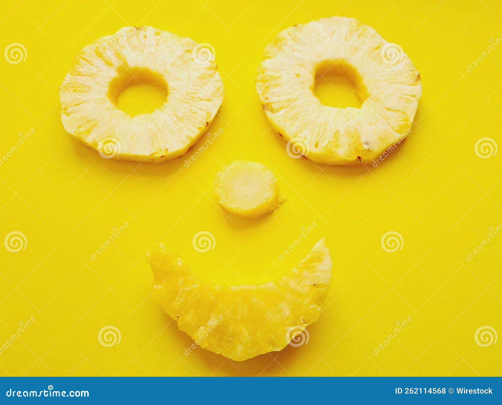 Smiling Face Made with Pineapple Slices Stock Photo - Image of ...