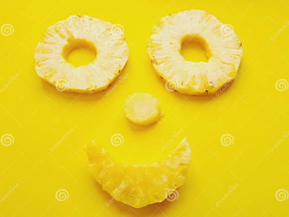 Smiling Face Made with Pineapple Slices Stock Photo - Image of ...