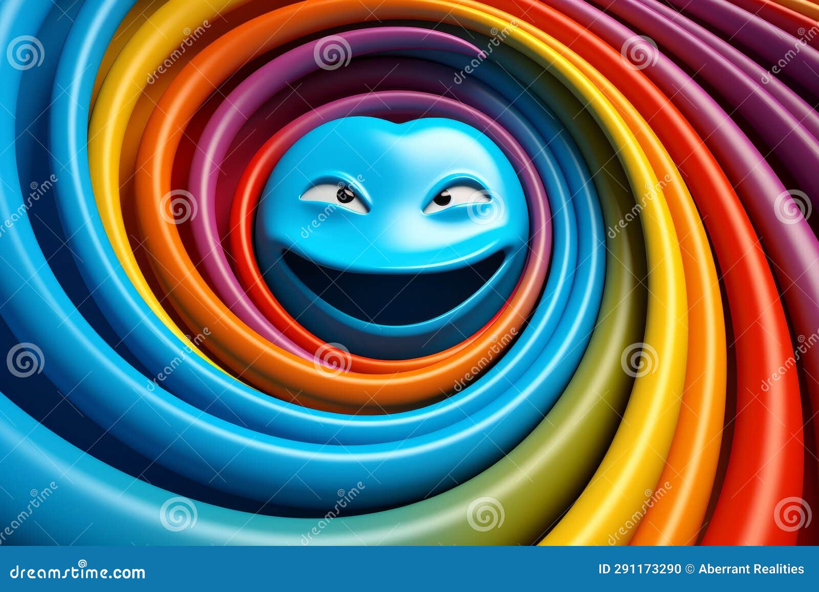 A Smiling Face in the Middle of a Rainbow Swirl Stock Illustration ...