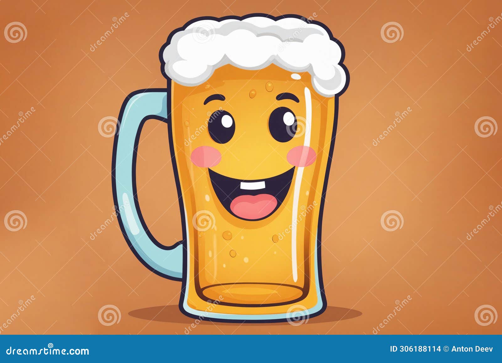 Smiling Face Mug of Beer with Foamy Head Stock Photo - Image of alcohol ...