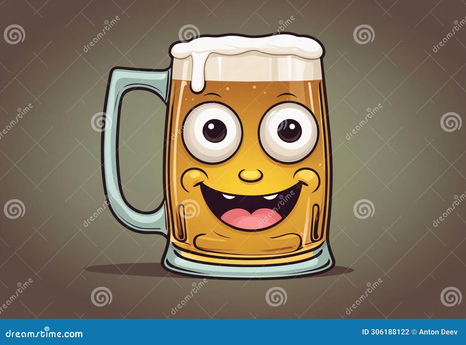 Smiling Face Mug of Beer with Foamy Head Stock Photo - Image of stout ...