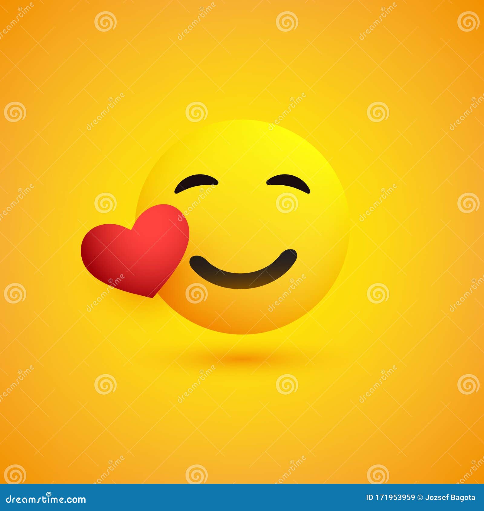 Smiling Face with Red Heart on Yellow Background - Vector Design Stock ...