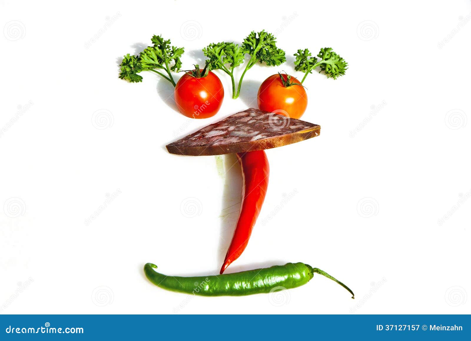 Smiling Face (smiley) Created with Meat and Vegetables Stock Image ...