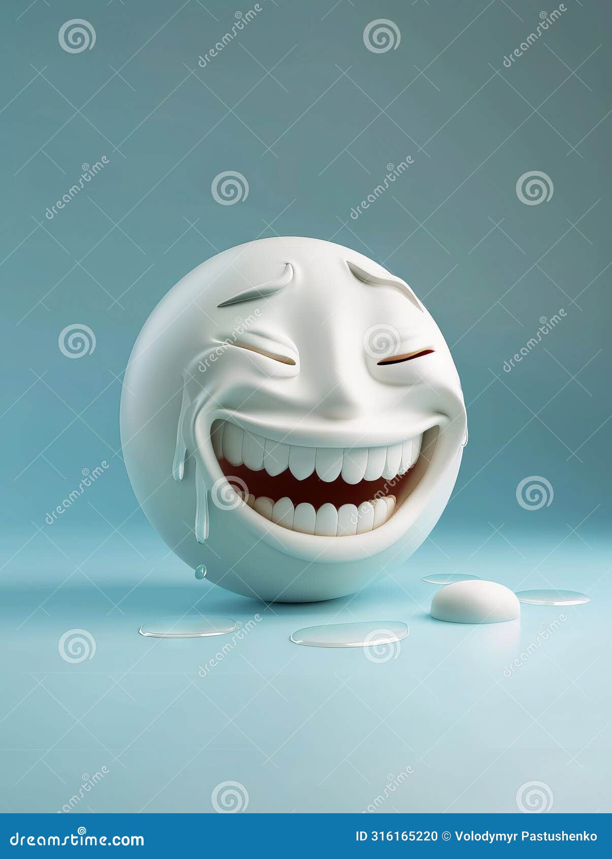 A Smiling Face with Tears on it Stock Photo - Image of cartoon, sphere ...