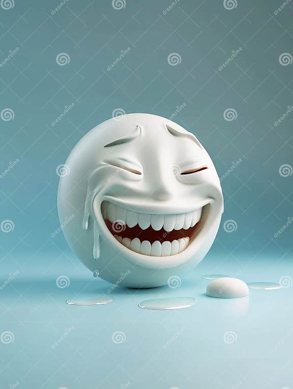 A Smiling Face with Tears on it Stock Photo - Image of cartoon, sphere ...