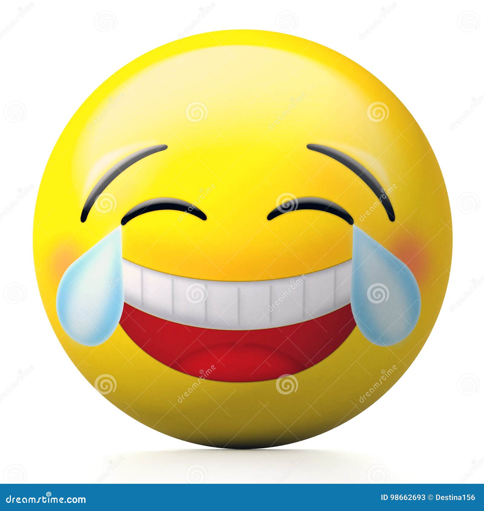 Smiling Face with Tears on Closed Eyes. 3D Illustration Stock ...